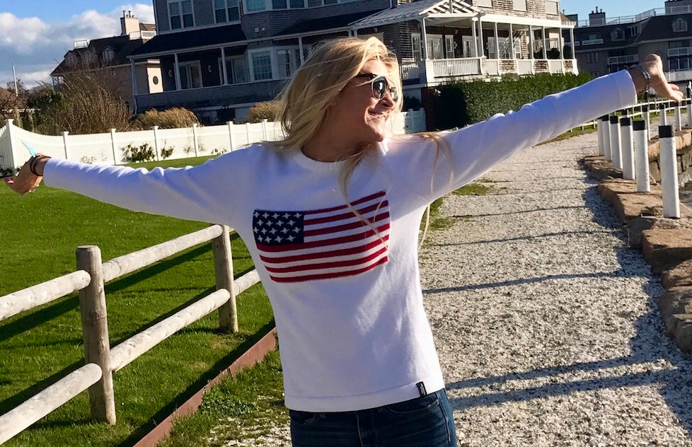 Holebrook USA Flag Crew White